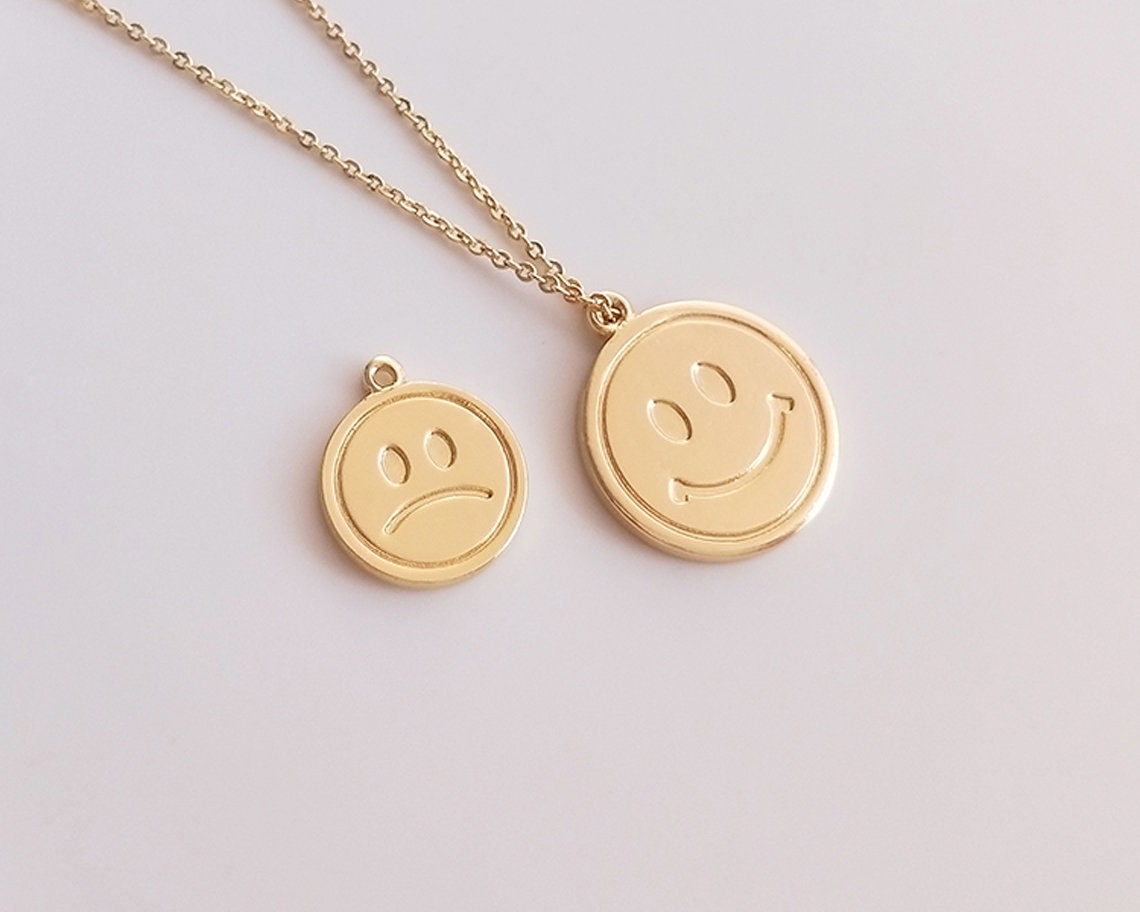 10PCS 14k Gold Filled Emoji Pendant, Smiley Face Pendant, Hip Hop ...