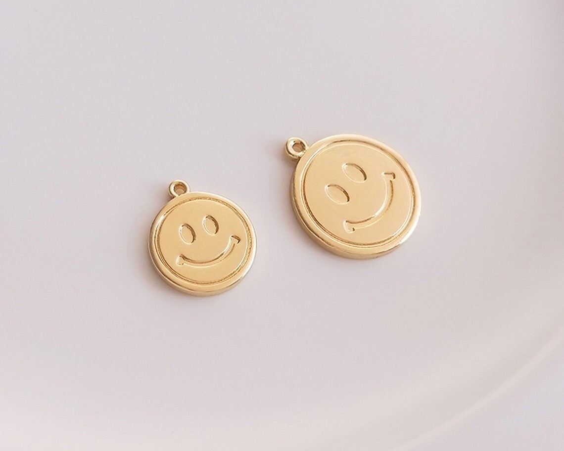 10PCS 14k Gold Filled Emoji Pendant, Smiley Face Pendant, Hip Hop ...
