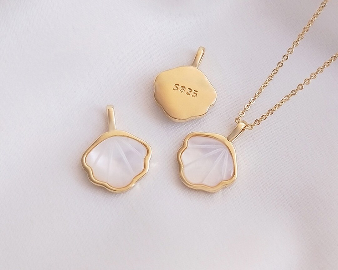 4PCS 14k Gold Filled Shell Shape Pendant Charm, Tiny Dainty Polished ...