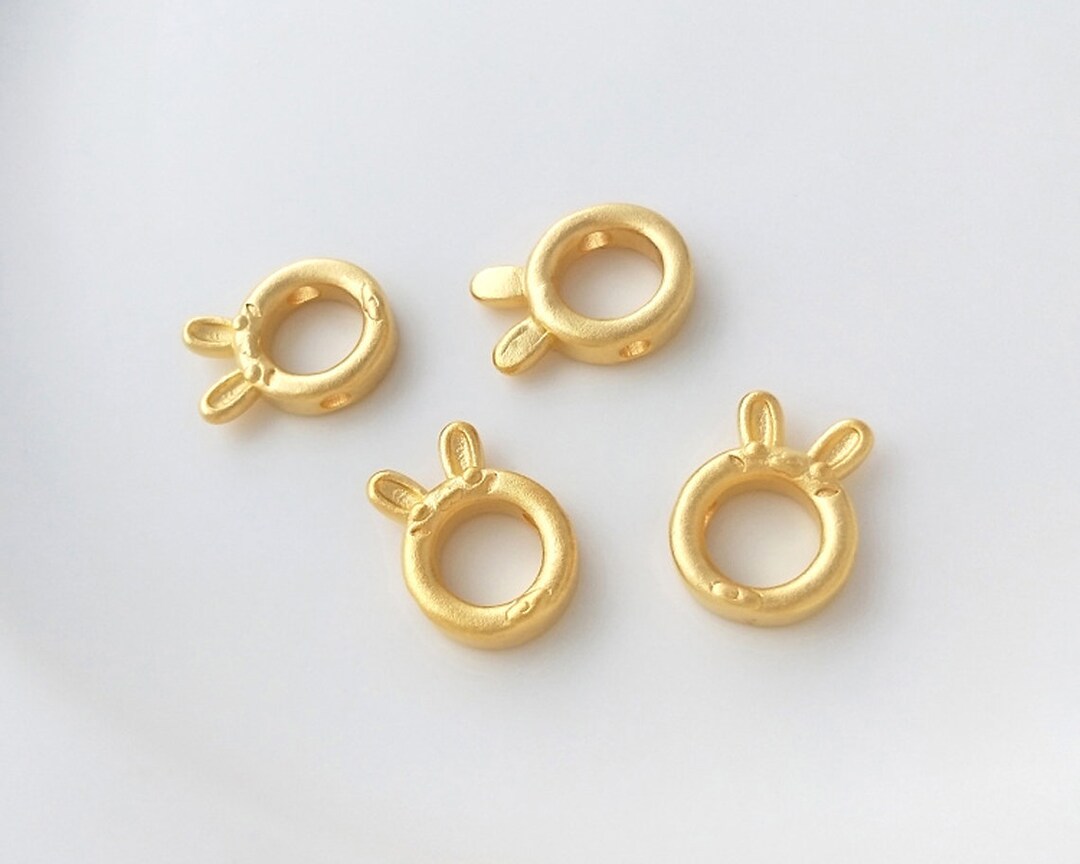 3PCS 14k Gold Filled Rabbit Ears Beaded Ring Handmade Diy Rabbit Beaded ...