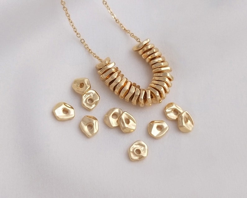 30PCS 14k Gold Filled Brass Wavy Disc Separator Beads,disc Spacer Beads ...