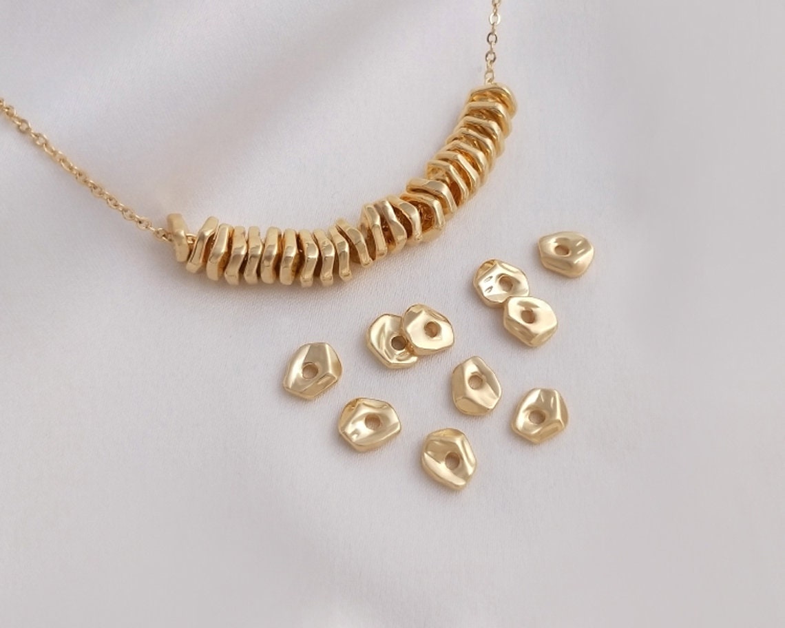 30PCS 14k Gold Filled Brass Wavy Disc Separator Beads,disc Spacer Beads ...