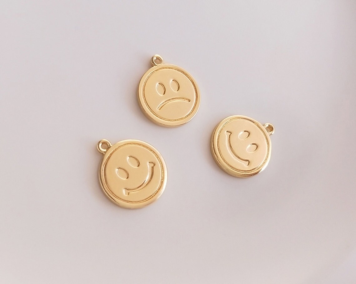 10PCS 14k Gold Filled Emoji Pendant, Smiley Face Pendant, Hip Hop ...