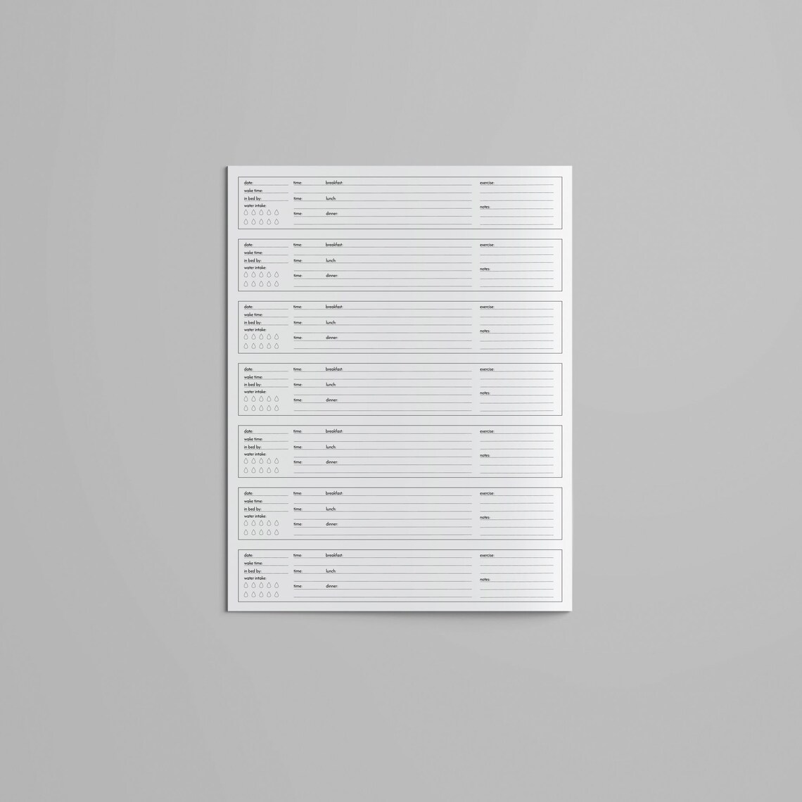 Printable Daily Health Tracker PDF – Sleep, Diet, Exercise Log ...