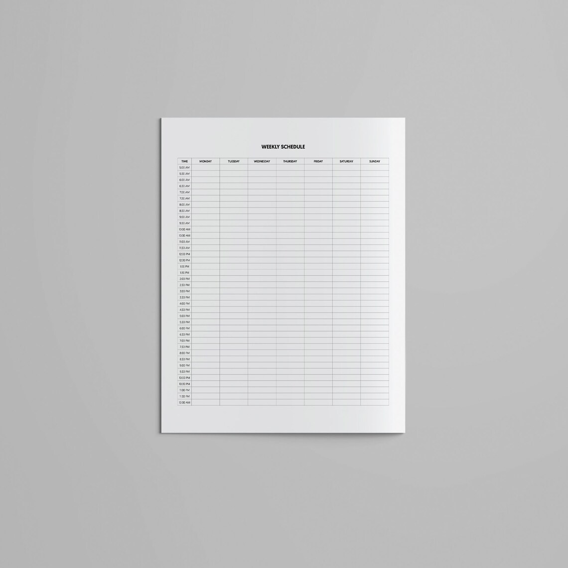 Simple Printable Weekly Schedule - Etsy