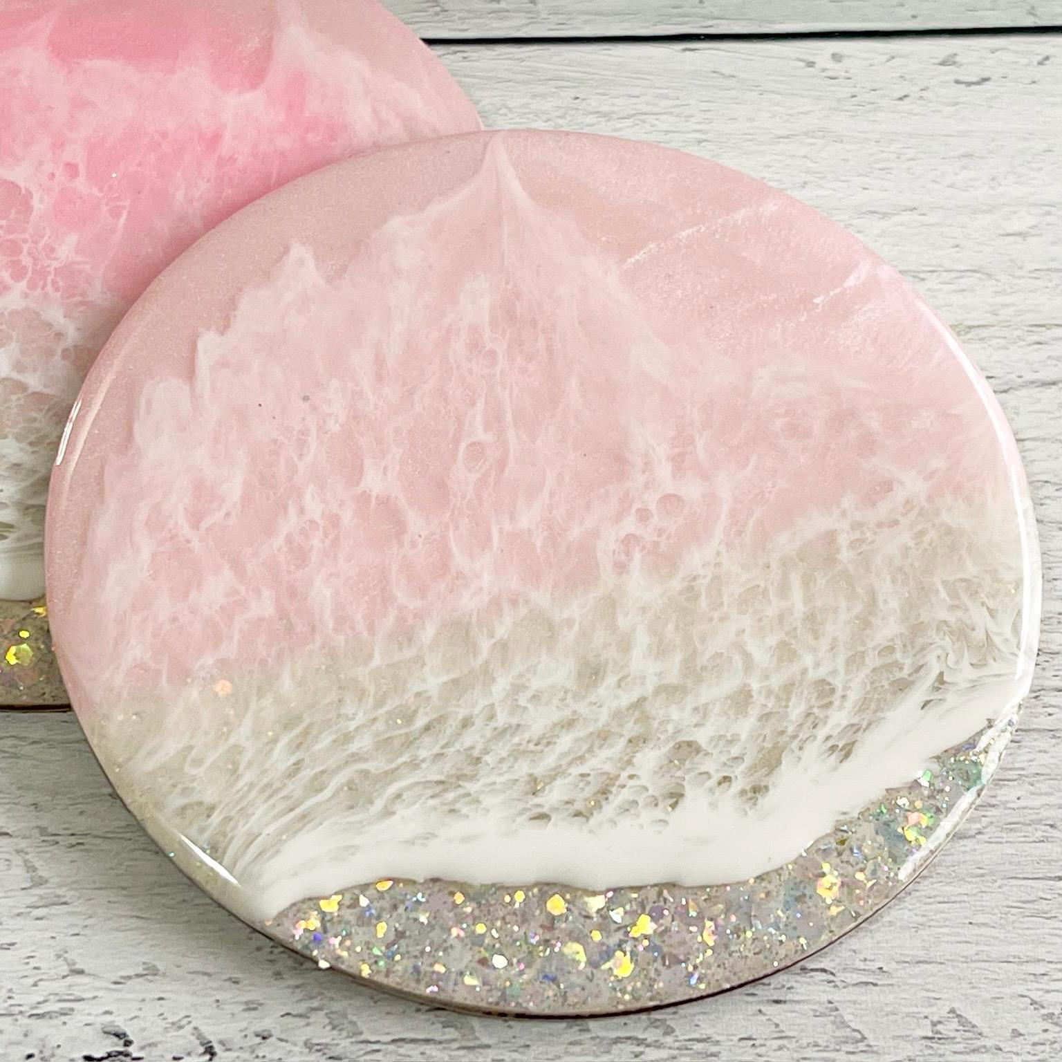 Resin Ocean Coasters - Whimsical Waters & Shimmering Shores - Cotton ...