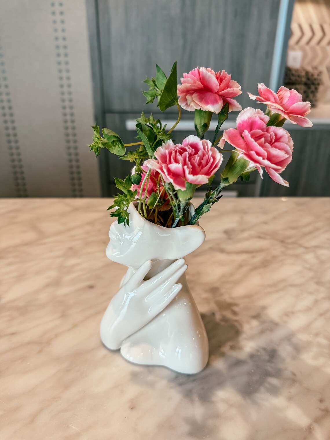 Small White Ceramic Face Vase - Female Head Vase - Face Art Vases ...