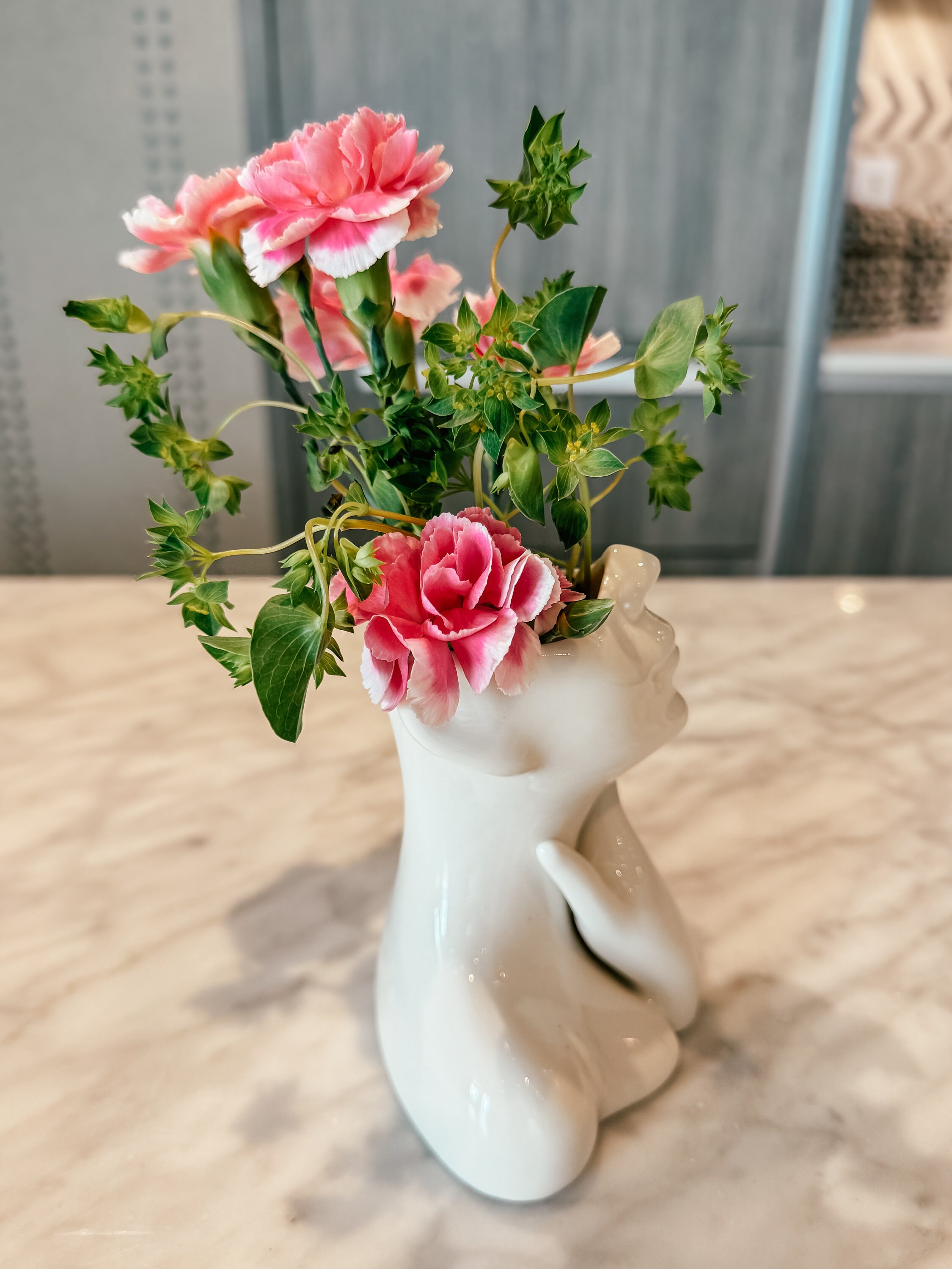 Small White Ceramic Face Vase - Female Head Vase - Face Art Vases ...