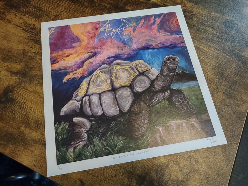 The Elder and the Star Grid - 10"x10" Signed Print - Tortoise Turtle ...