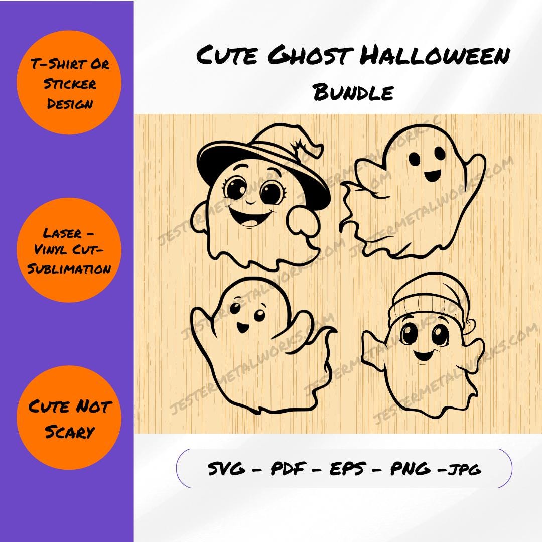 Cute Funny Ghost Bundle SVG Digital File - T-shirts - Sublimation ...