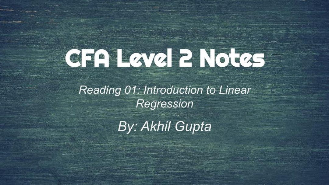 Linear Regression in 7 Pages CFA Level 2 Reading 1 My Notes - Etsy