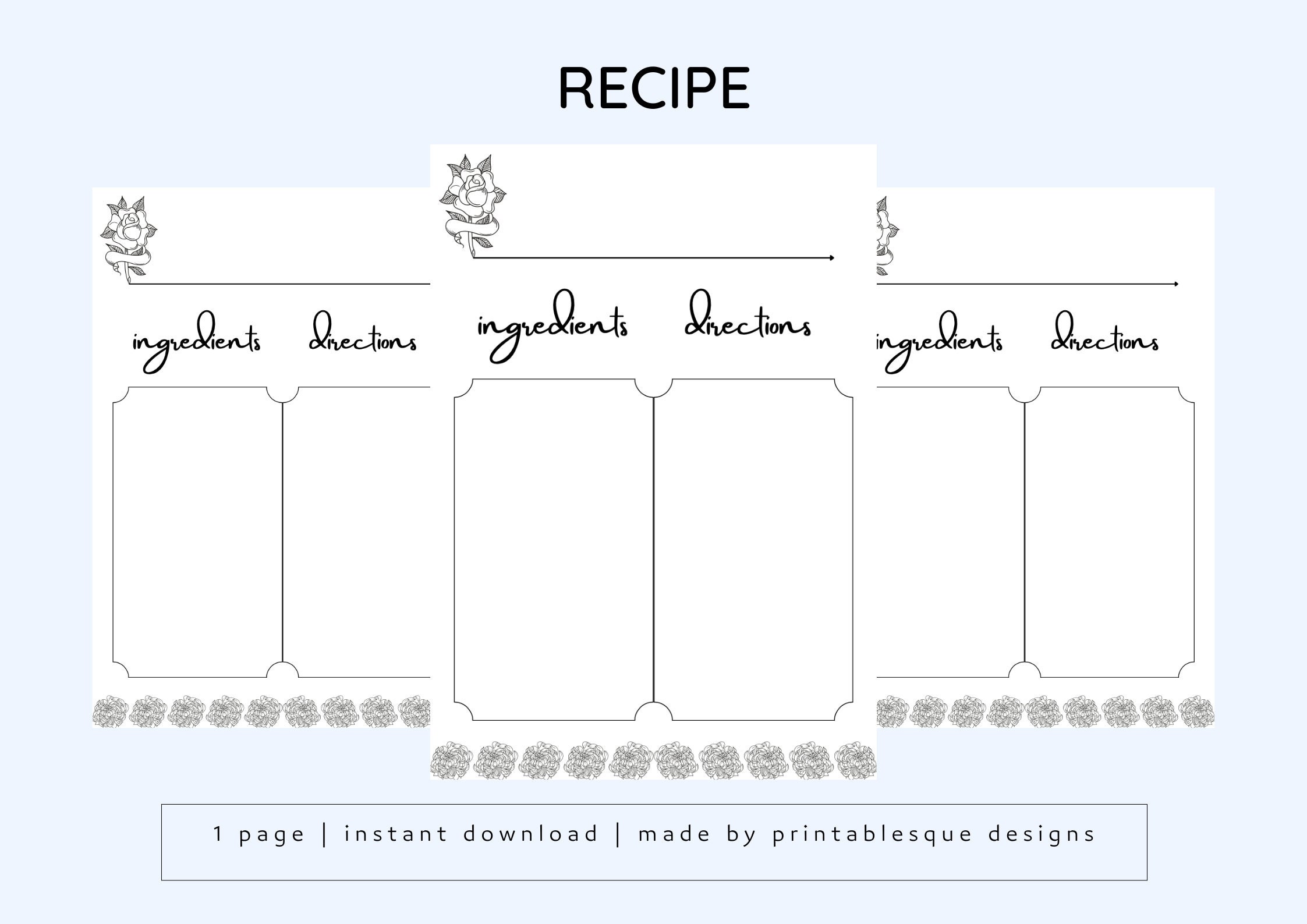 Recipe Printable - Etsy