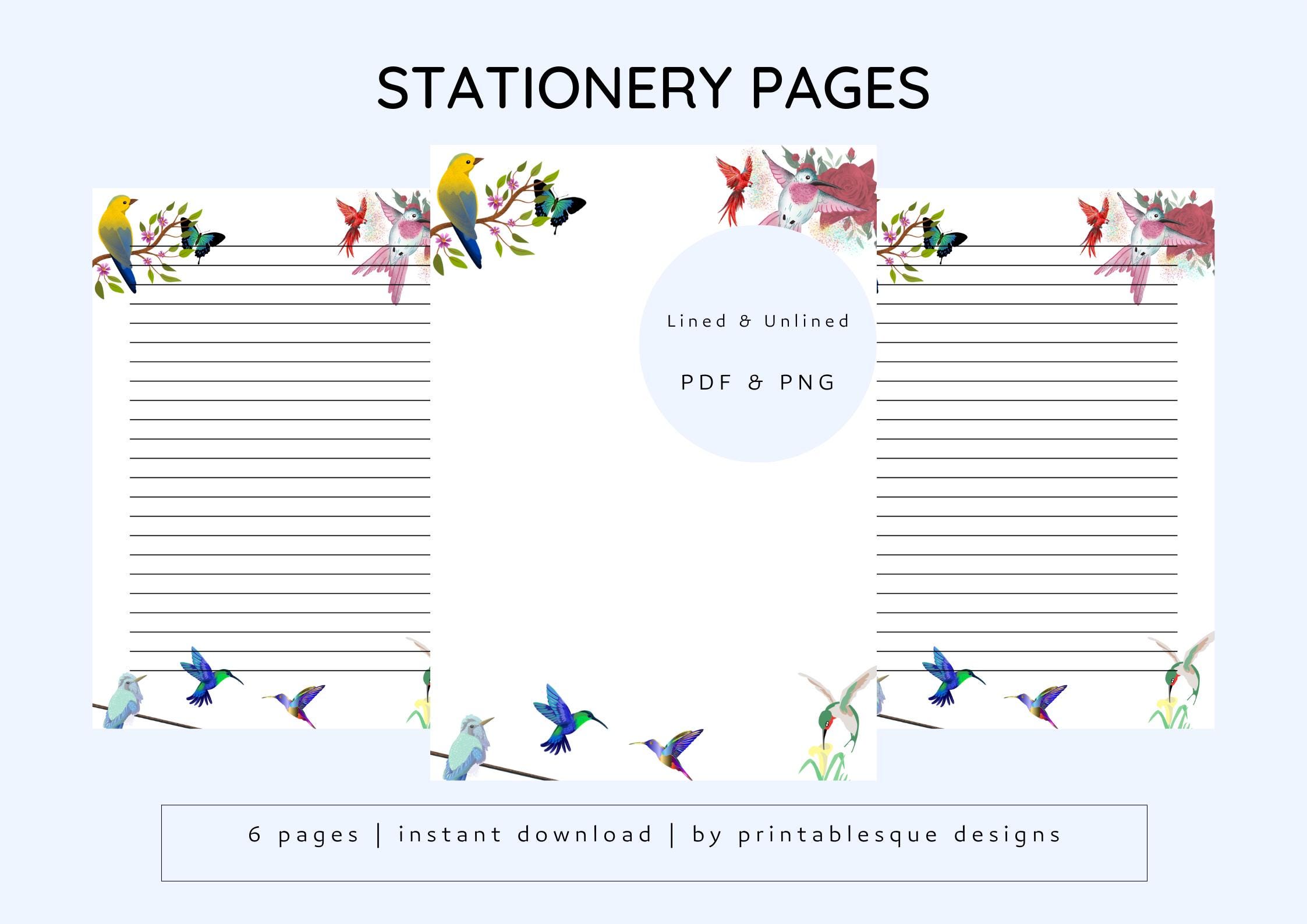 Colourful Stationery With Birds - Etsy