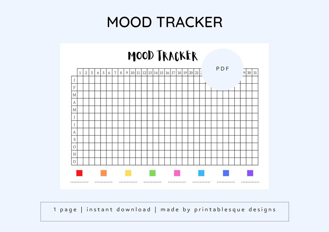Printable Mood Tracker (PDF Download) - Etsy