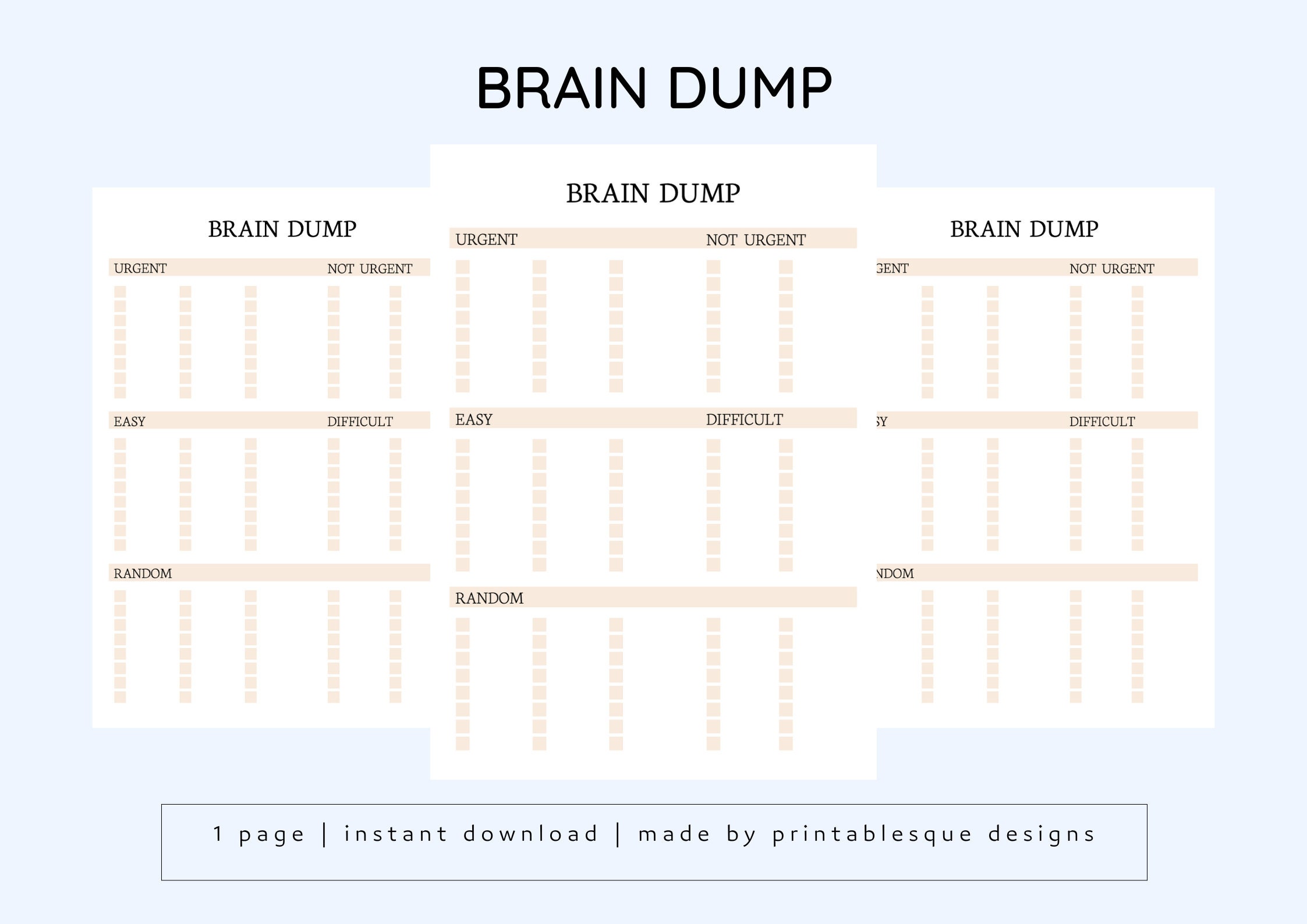 Brain Dump Printable - Etsy
