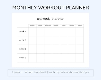 30 Days FULL BODY Workout Plan Print at Home Monthly Workout Plan US ...
