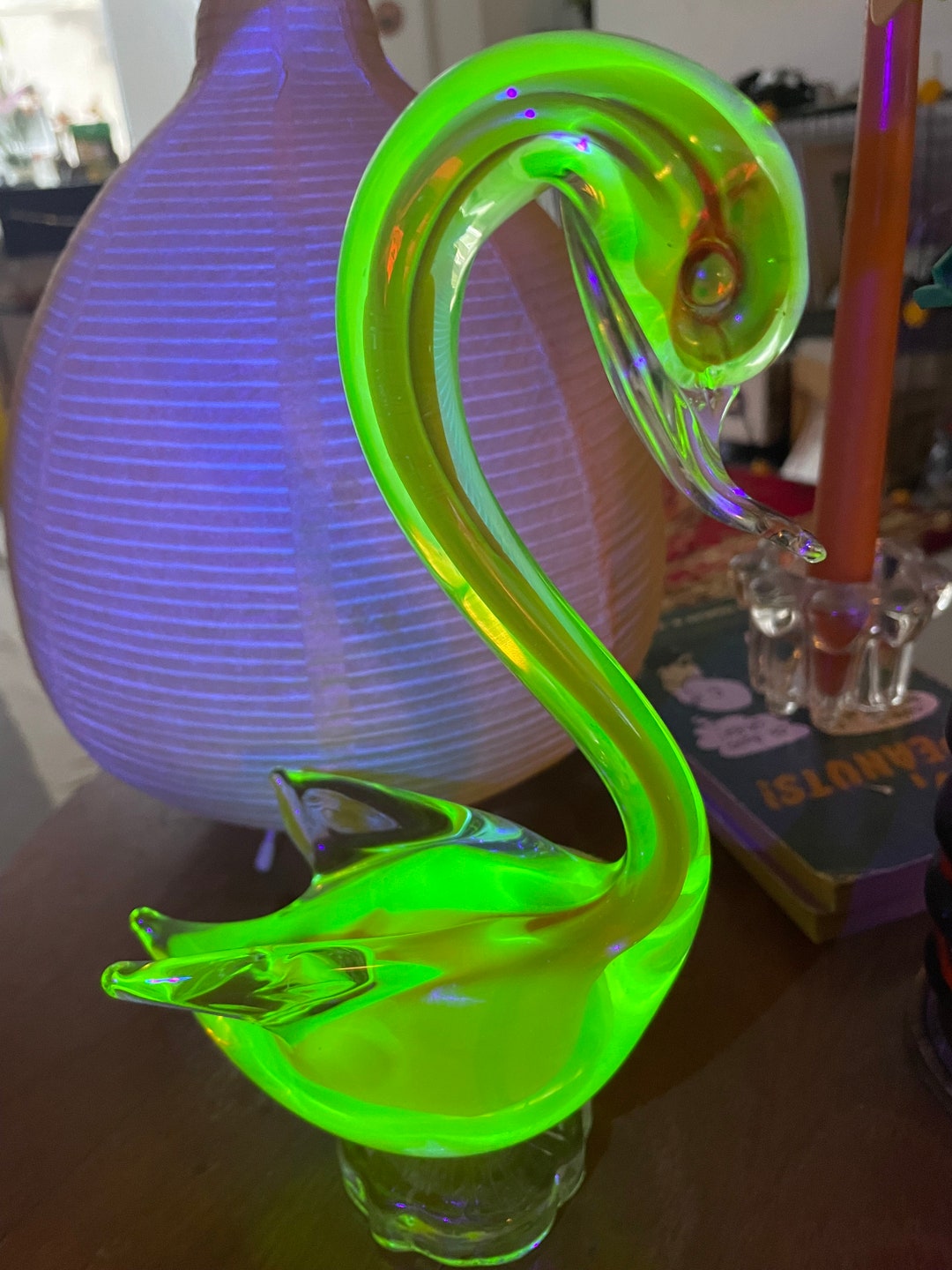 Murano Uranium Glass Duck Etsy