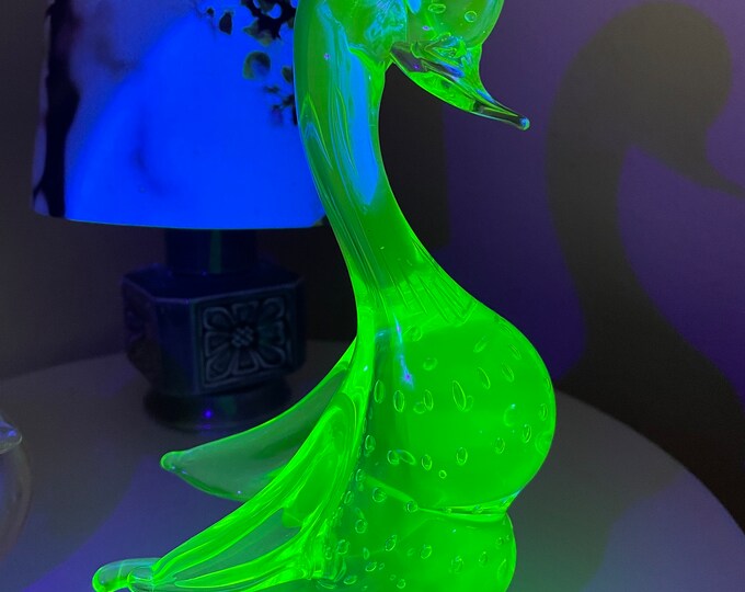 Murano Uranium Glass Duck - Etsy
