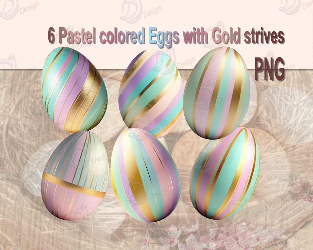 Pastel Easter Egg Clipart, Gold Striped Egg PNG, Digital Download ...