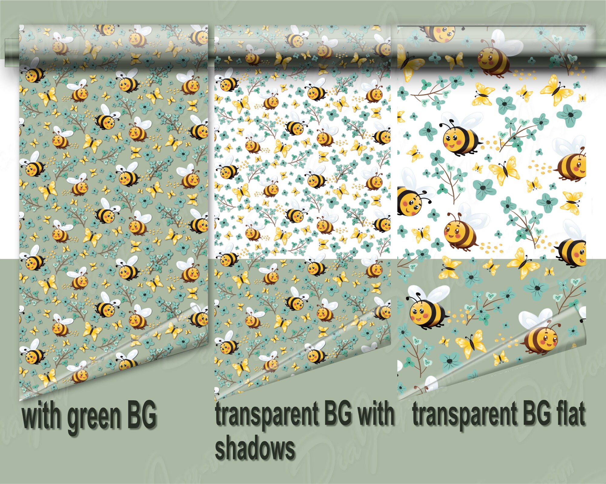 Digital Bee Clipart, Cute Bee Stickers, PNG Honeybee Pattern ...