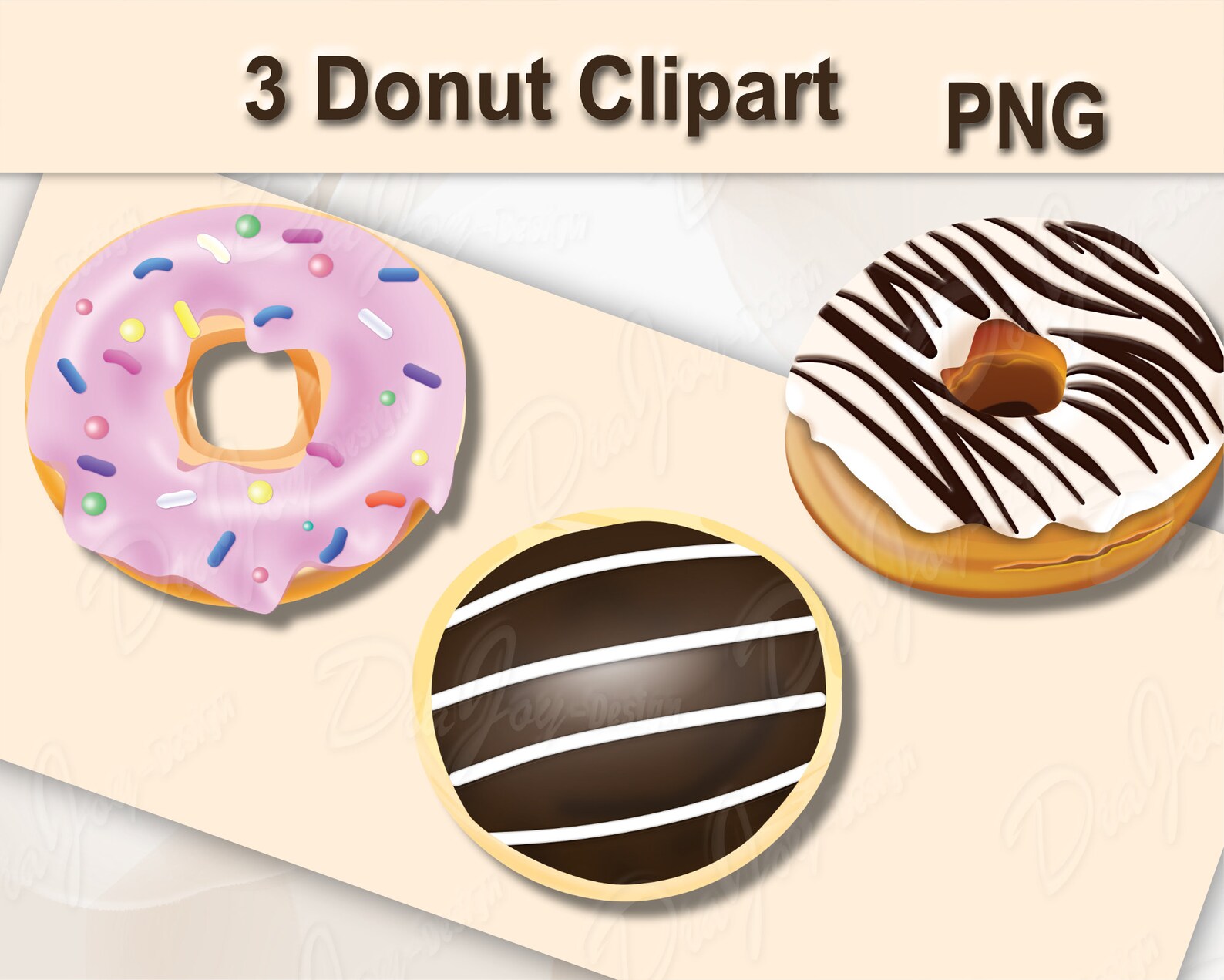 Donut Clipart Set, Cute Donut Illustrations, Digital Donut PNG, Clipart ...