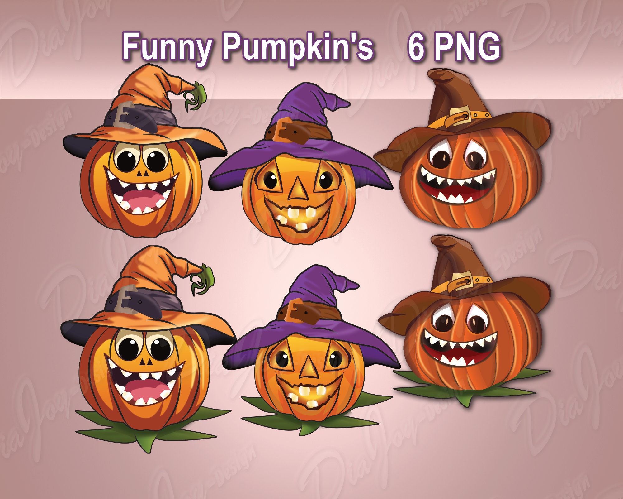 Funny Pumpkin Faces Clipart, for Halloween Crafting Decoration, or ...