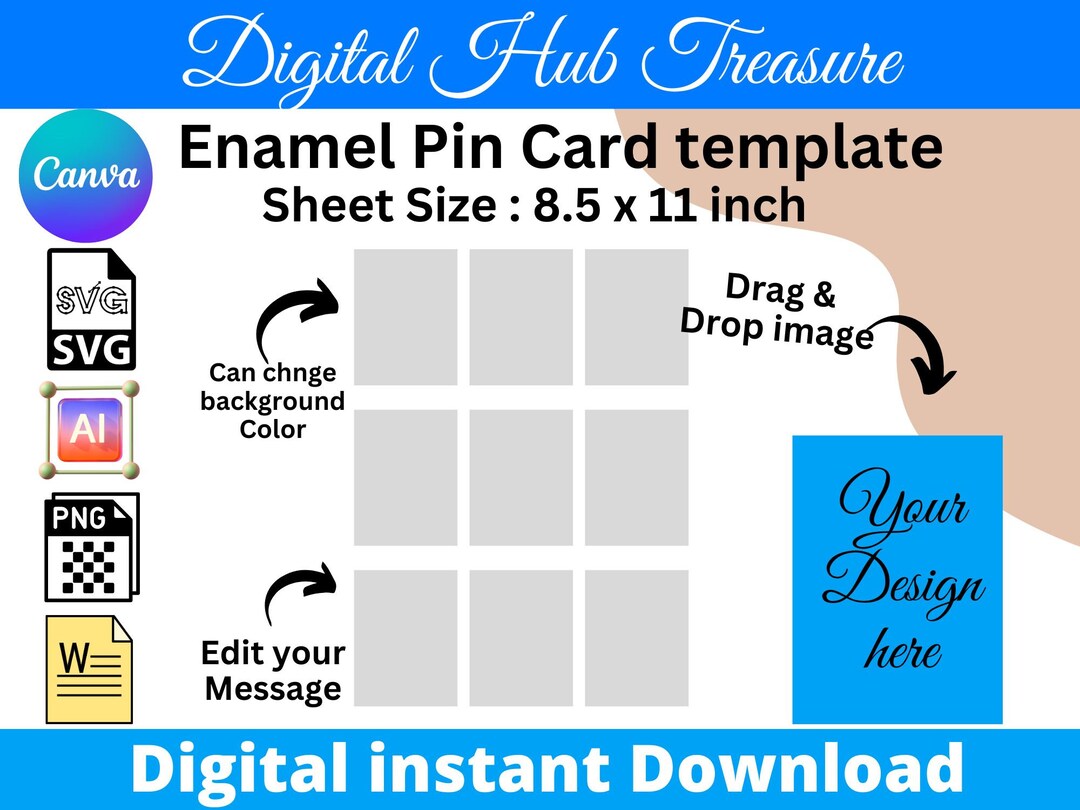 Enamel Pin Display Card Template, Keychain Display Card Template, SVG ...