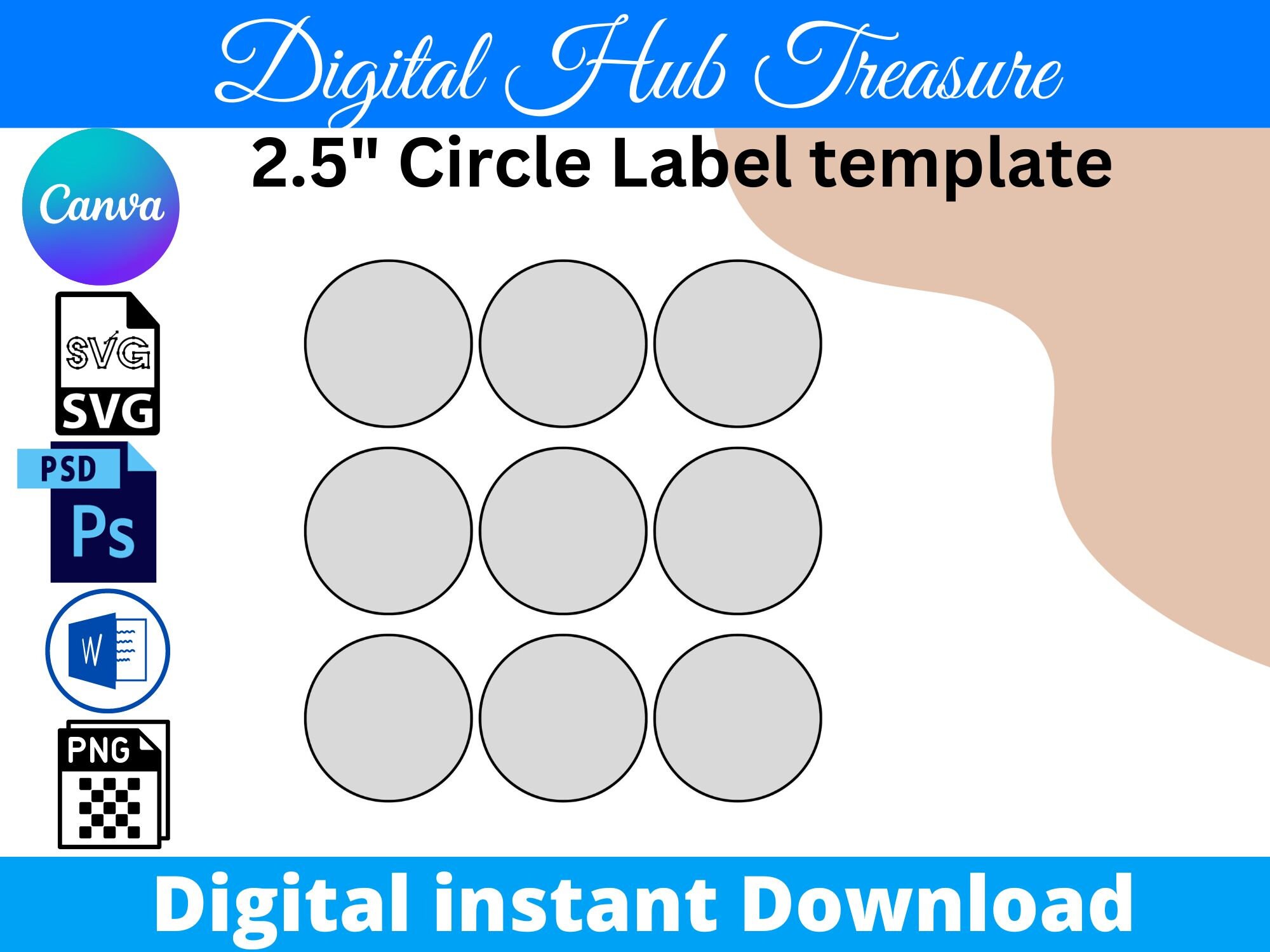2.5 Inch Circle Sticker Blank Template, Png, Svg, Dxf, Eps, Pdf, Psd ...
