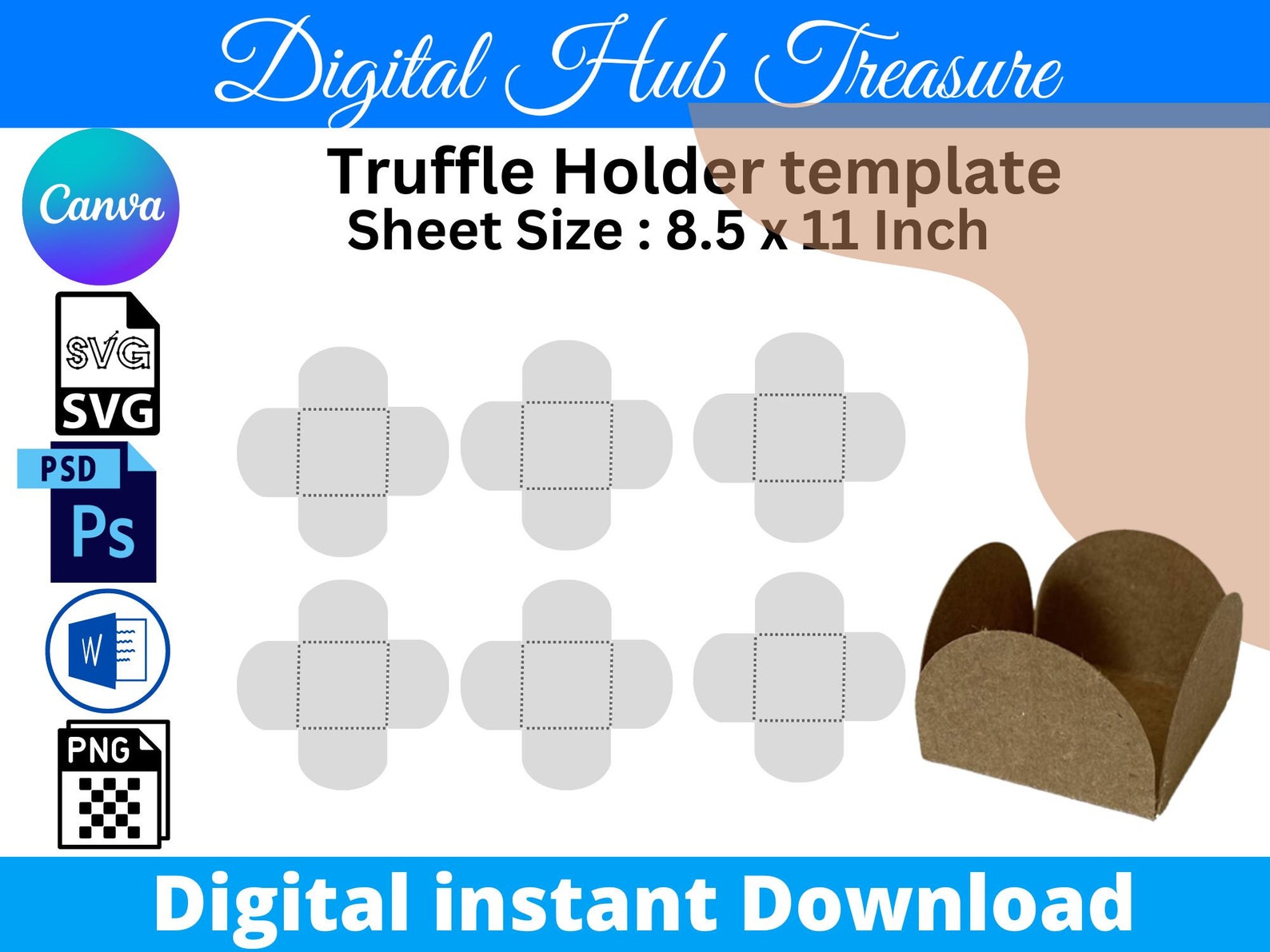 Truffle Holder Template 8.5x11 Sheet SVG, PNG, PSD and Docx - Etsy