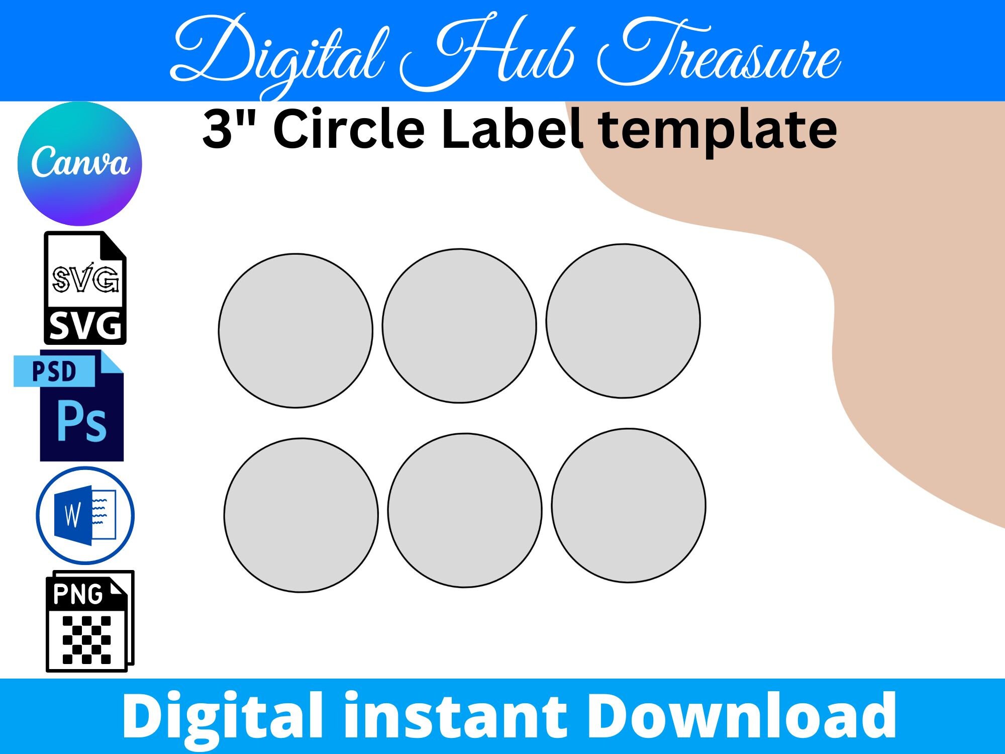 3 Inch Circle Sticker Blank Template, Png, Svg, Dxf, Eps, Pdf, Psd, Diy ...