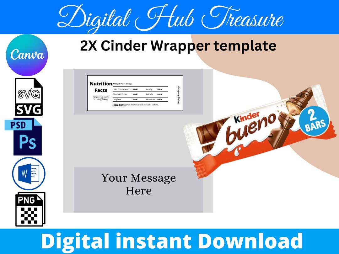Cindar 2X Blank Template, Chocolate Bar Label Template. - Etsy