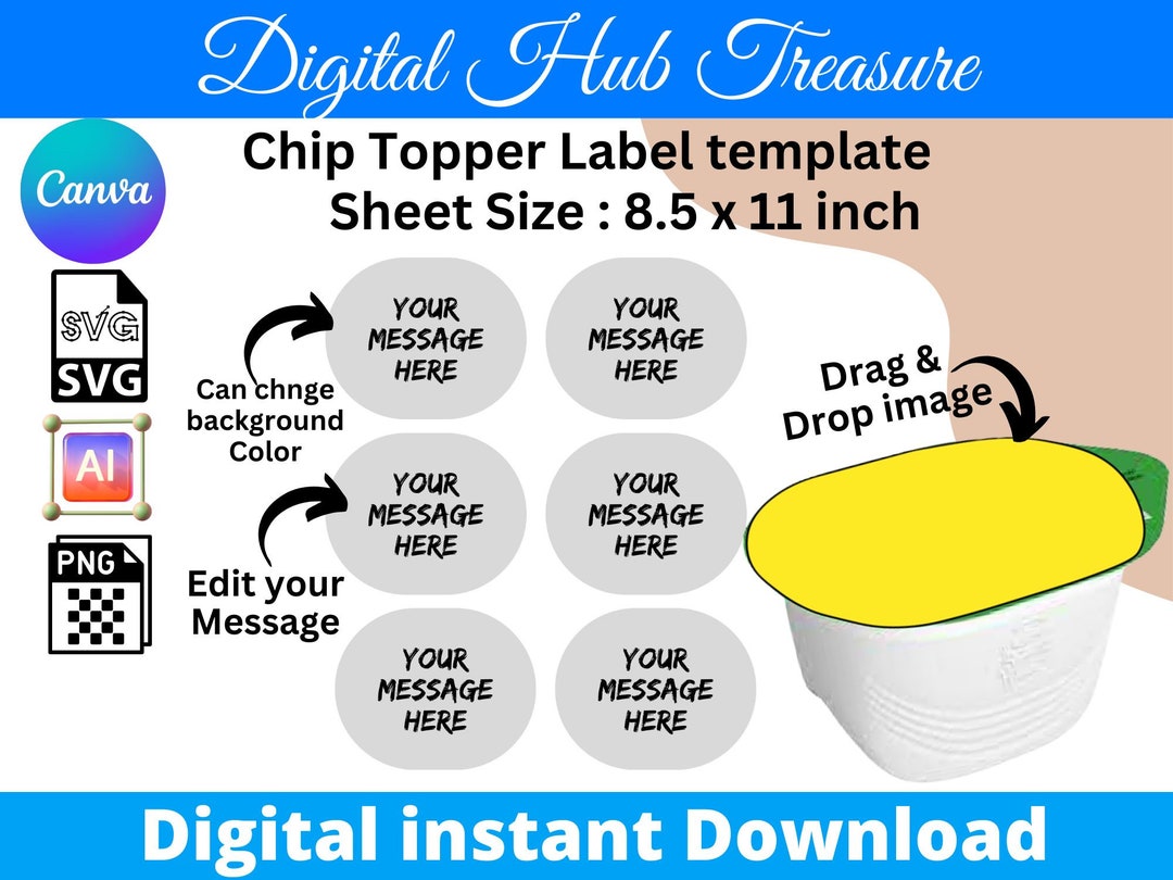 Snack Template, Snack Stack Chip Topper Label Template Canva, Party ...