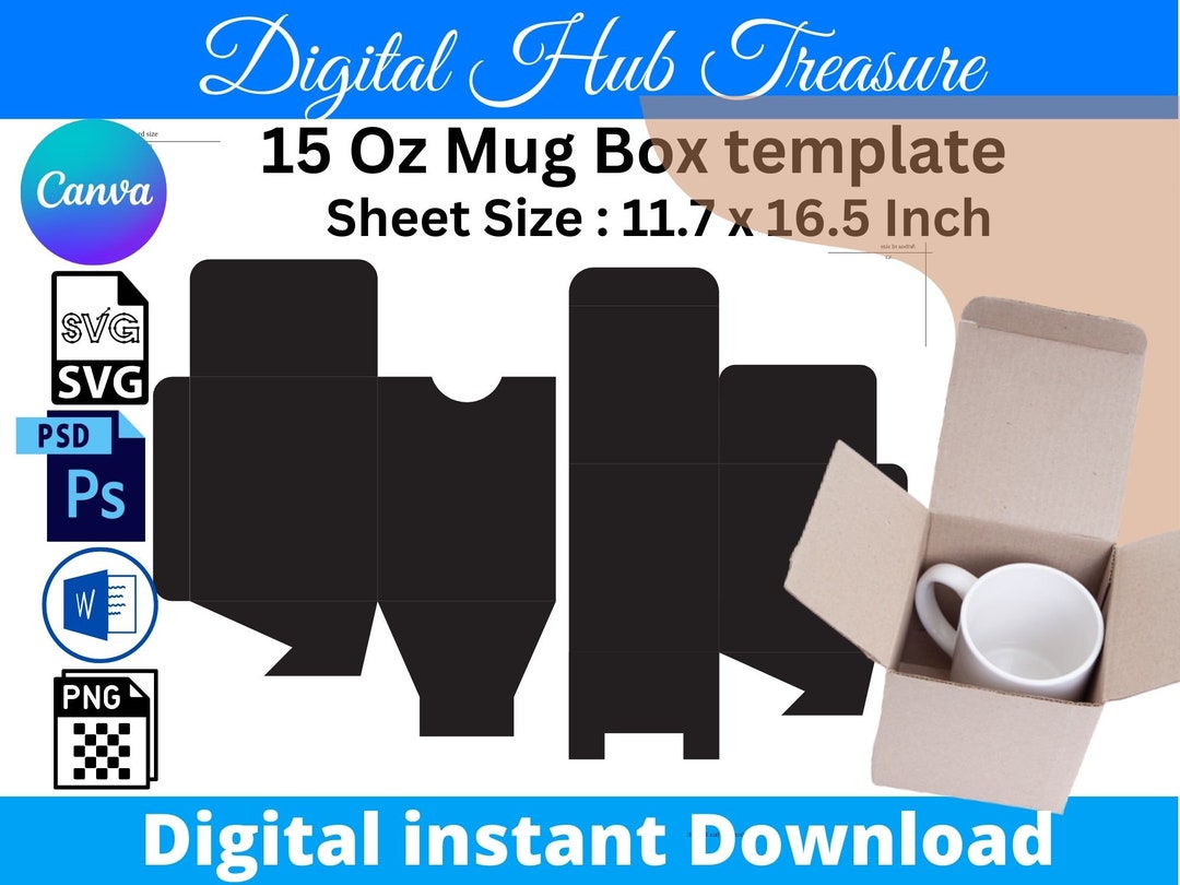 15 Oz Mug Box Template: Gift Box SVG PNG Canva (digital Download) - Etsy