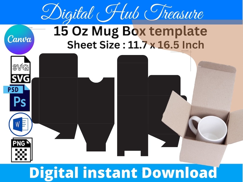 15 Oz Mug Box Template Gift Box Template 15 Oz Mug SVG 15 - Etsy