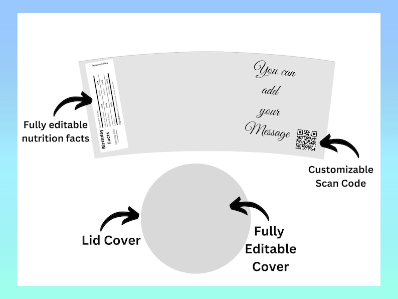 2 Oz Cotton Candy Tub Label Template, Cotton Candy Tub Wrapper Template ...