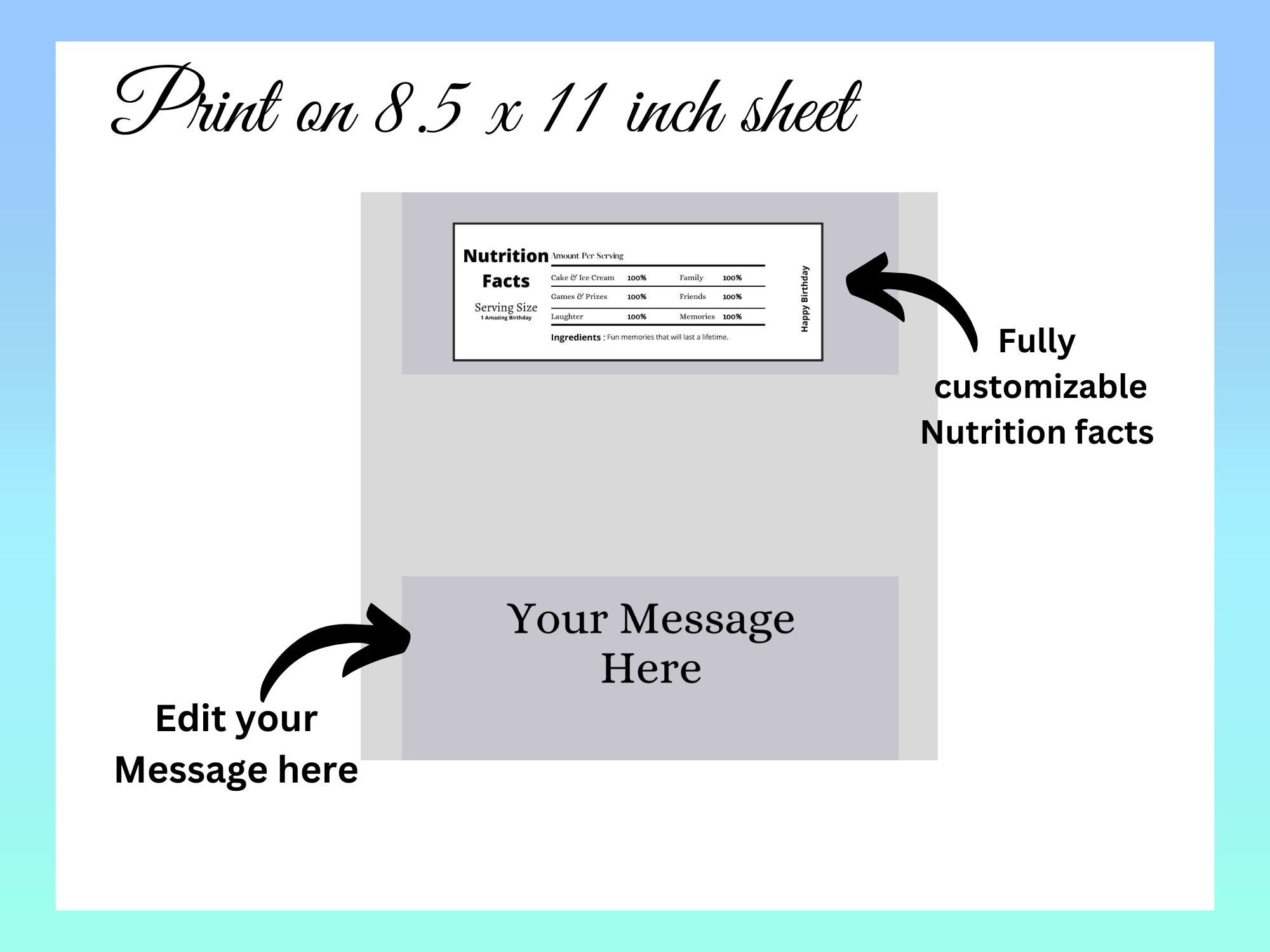 Cindar 2X Blank Template Chocolate Bar Label Template. - Etsy Canada