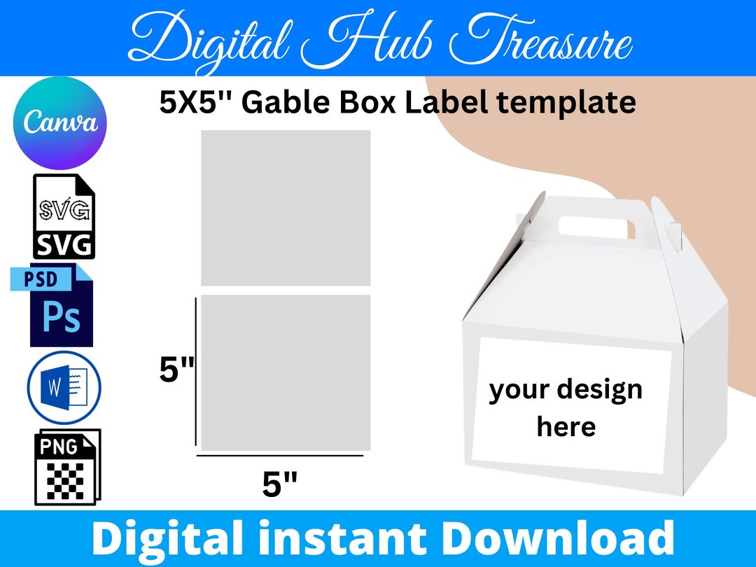 Gable Box Label 5x5" Template, Create Design Your Own, PSD, PNG, SVG ...
