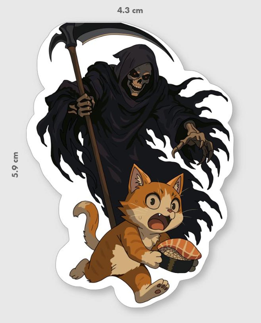 Grim Reaper Cat Vinyl Sticker – Funny Anime Horror Decal - Etsy