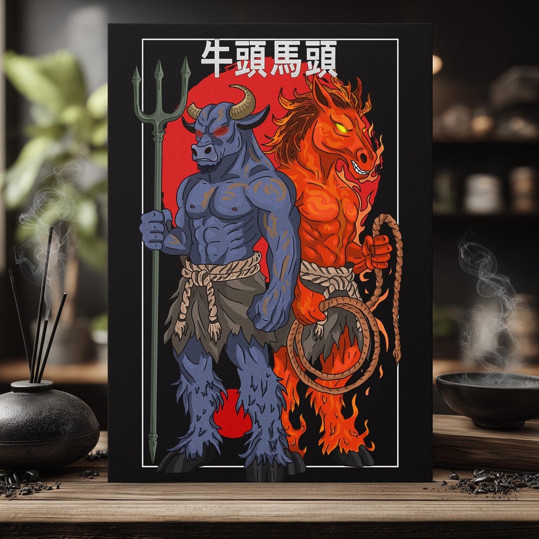 Mezu & Gozu Art Print – Japanese Yokai, Underworld Guardians - Etsy