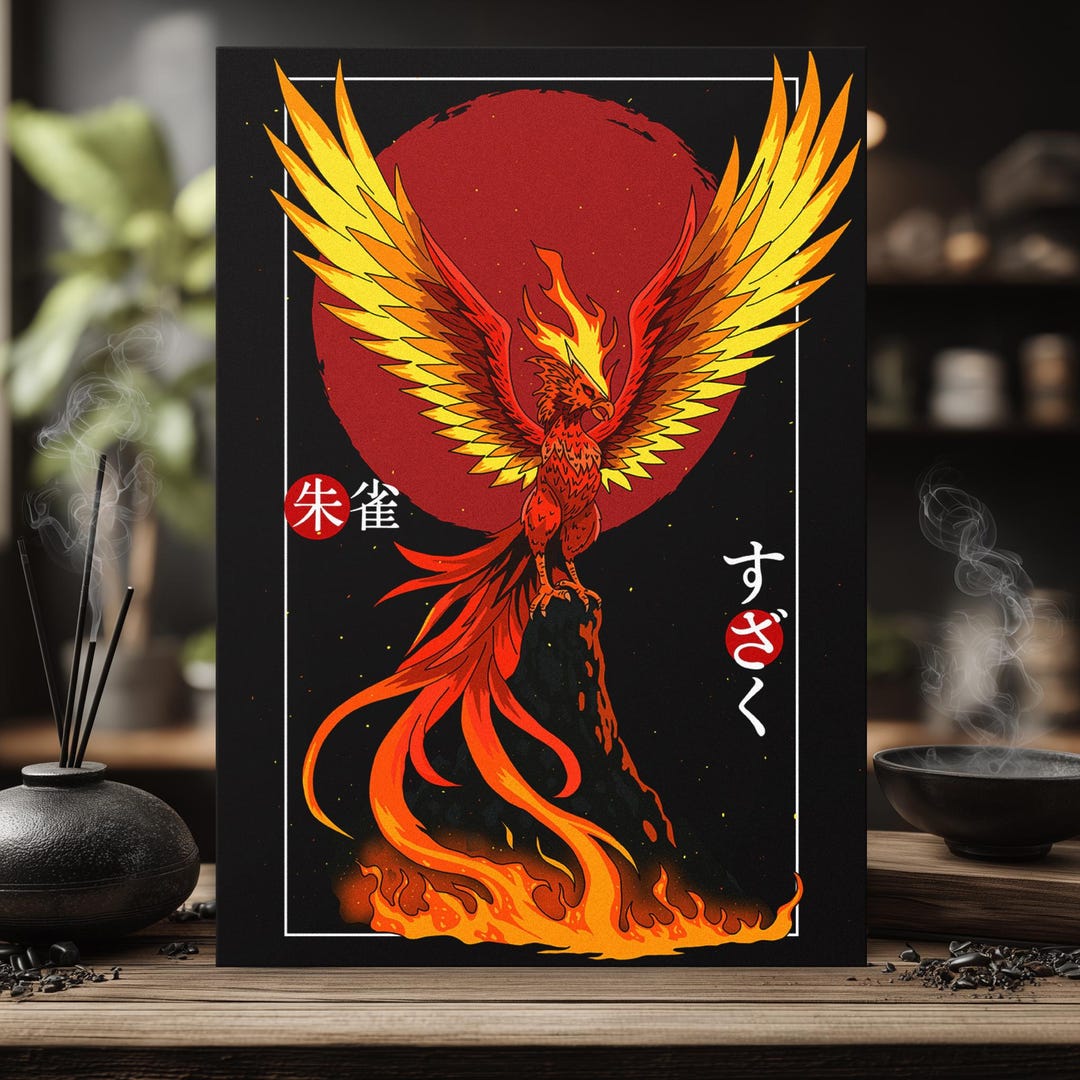 Suzaku – the Vermilion Bird | Japanese Folklore Art Print | Phoenix ...