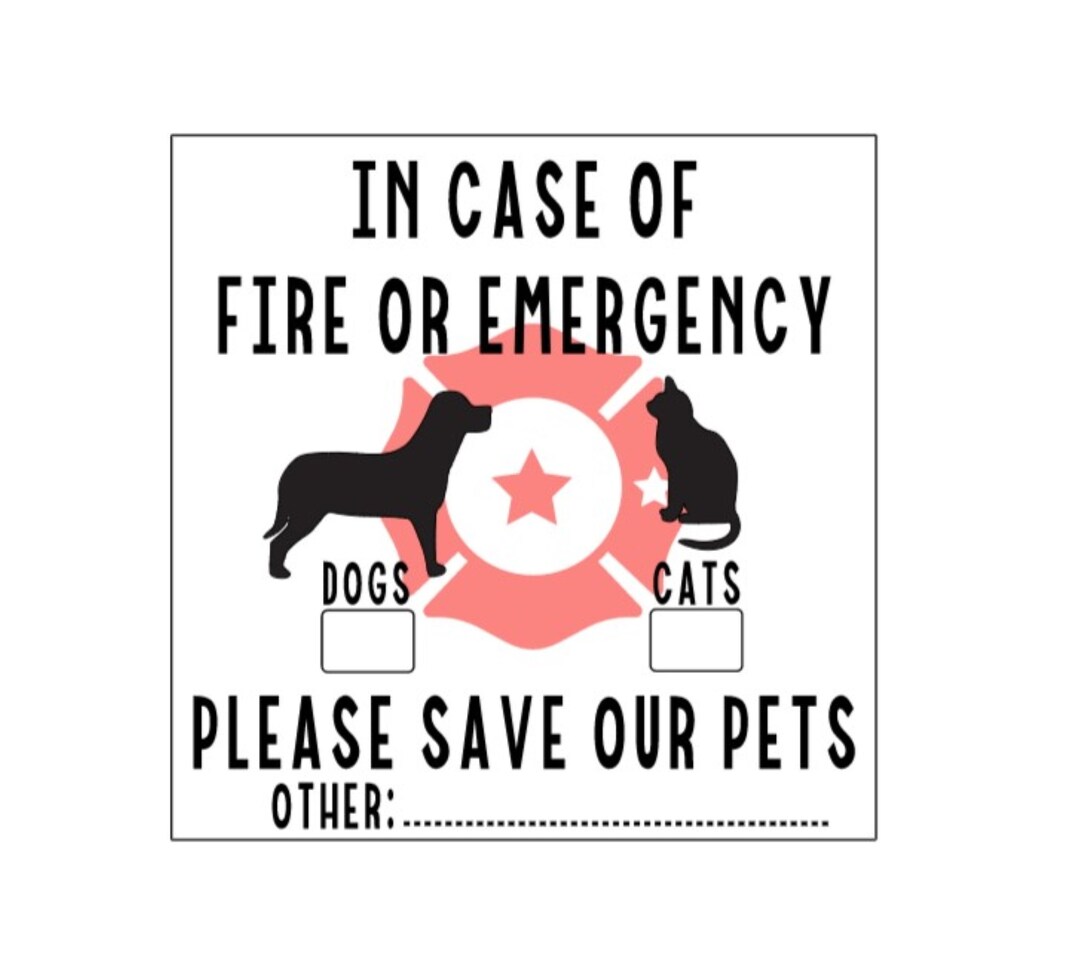 Emergency Pet Vinyl Sticker for Windows and Doors ~ Pet Emergency ...