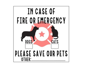 Personalized Emergency Pet Vinyl Sticker for Windows and Doors ~ Pet ...