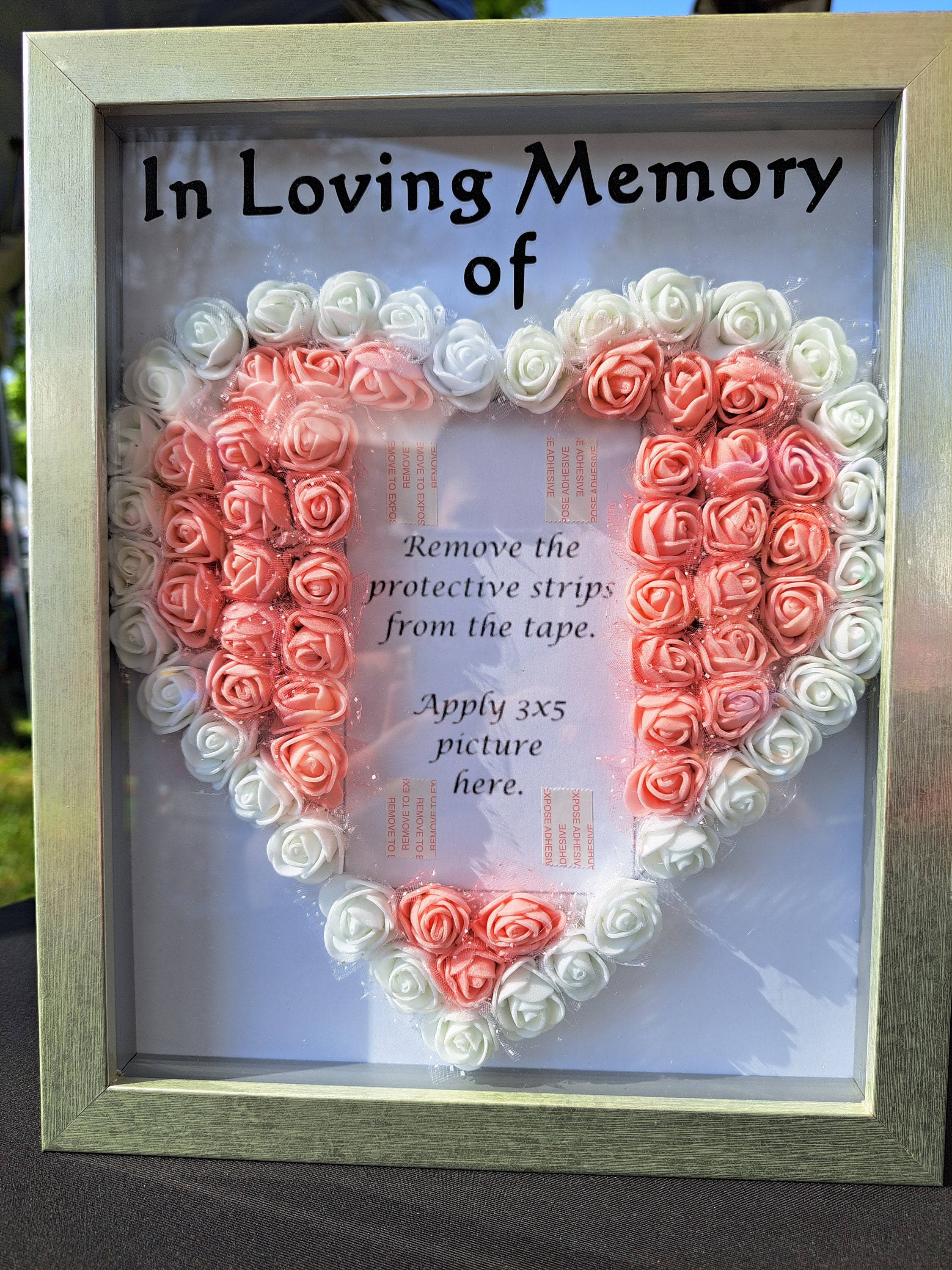 Rose Flowers in a Heart Memorial Shadow Box Frame - 2 Colors HEART ...