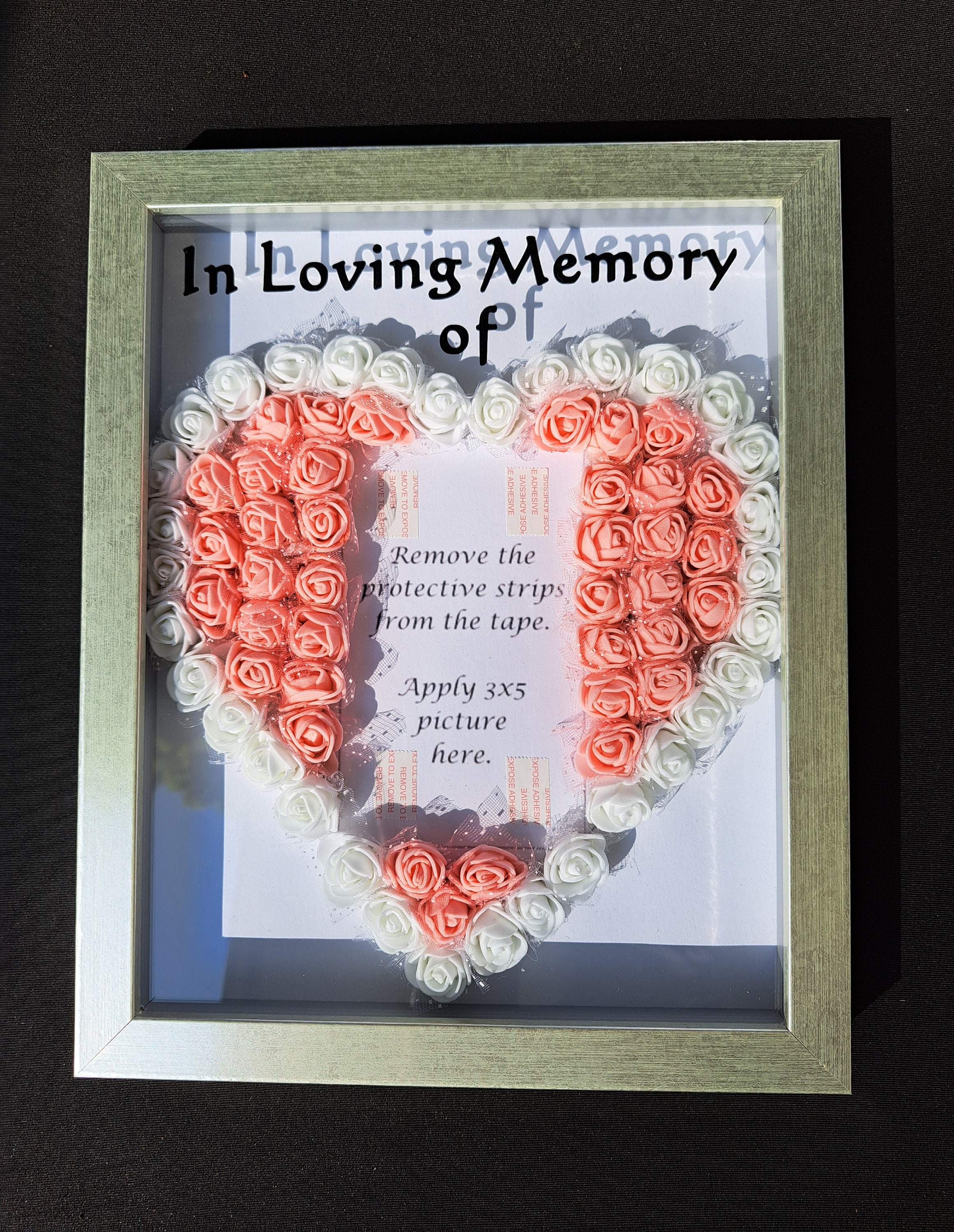 Rose Flowers in a Heart Memorial Shadow Box Frame - 2 Colors HEART ...