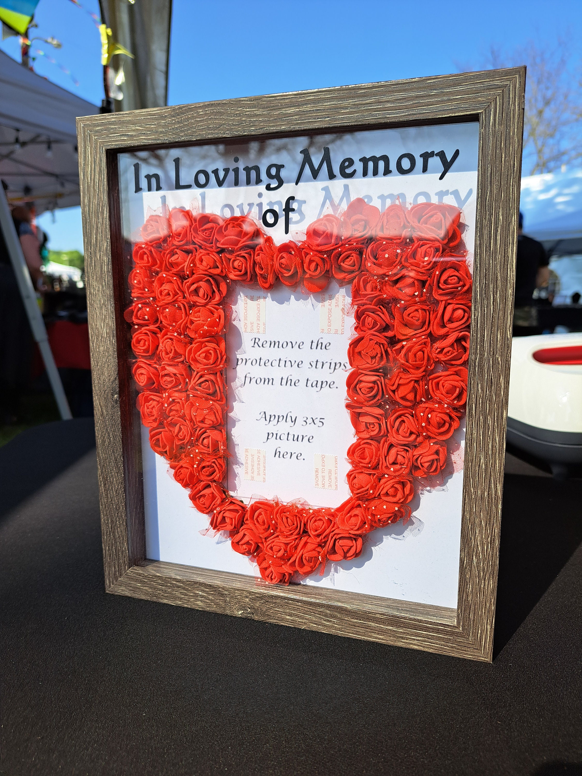 Rose Flower Memorial Shadow Box Frame - HEART Shape - in Loving Memory ...
