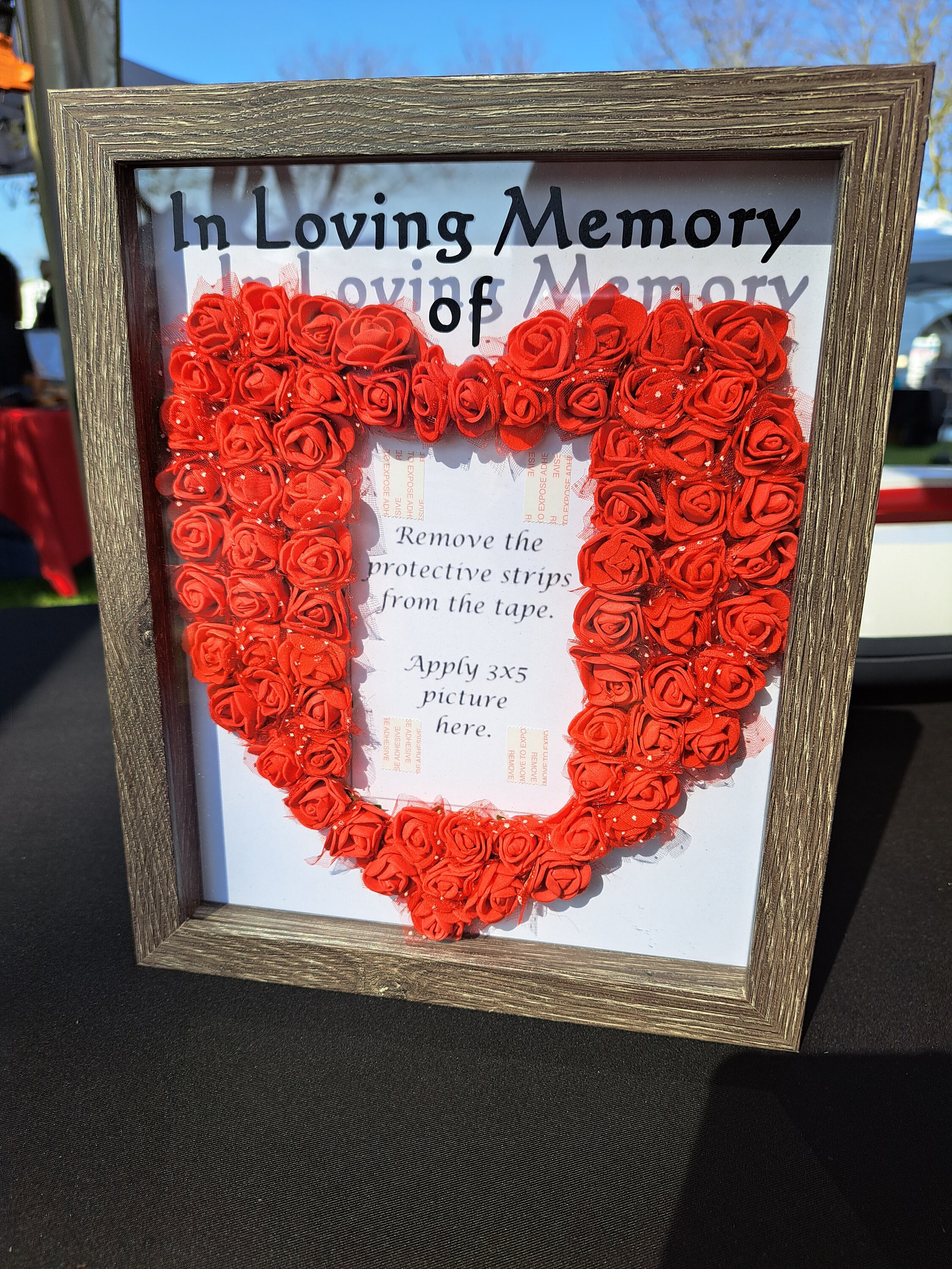 Rose Flower Memorial Shadow Box Frame - HEART Shape - in Loving Memory ...