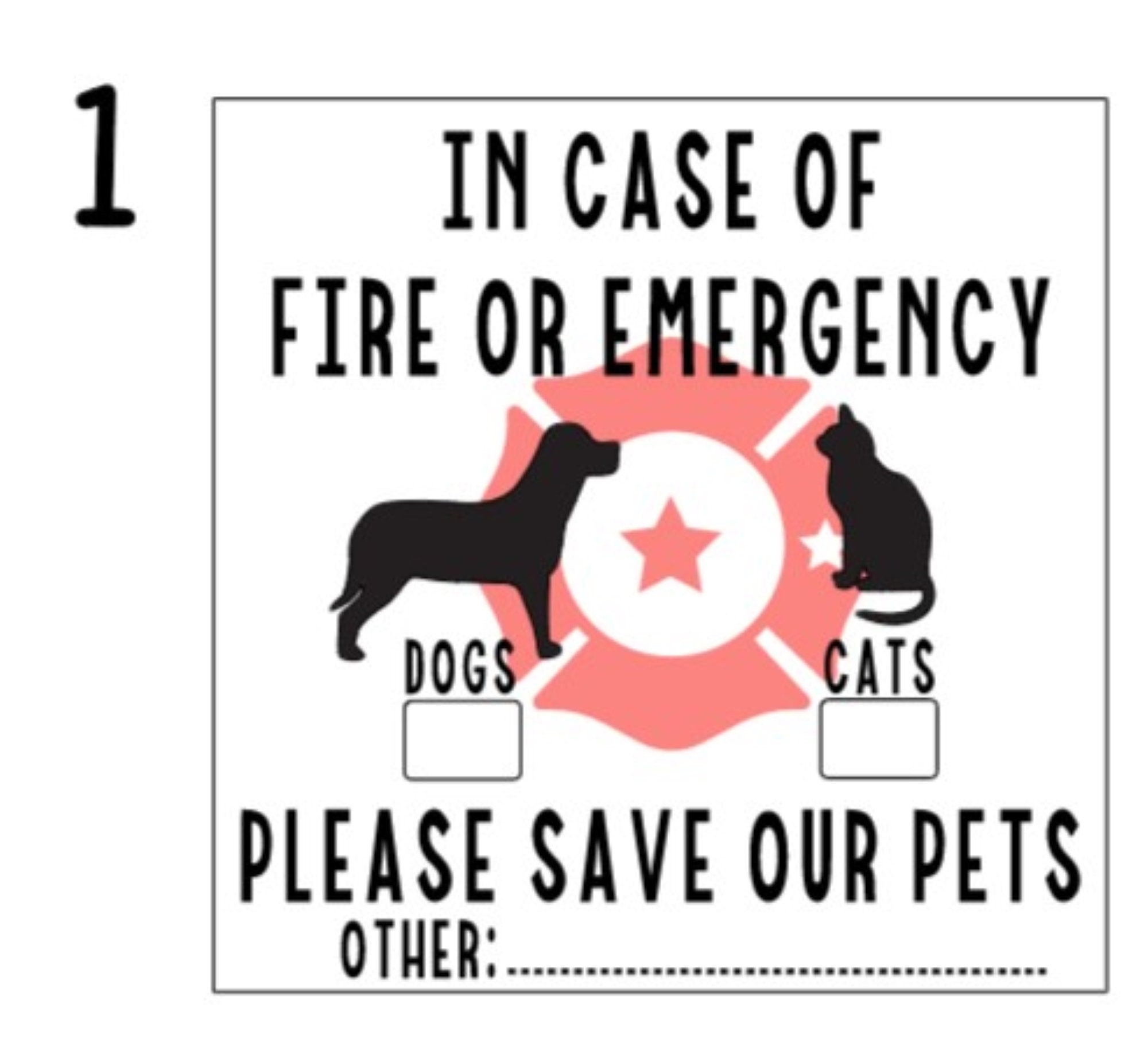 Emergency Pet Vinyl Sticker for Windows and Doors ~ Pet Emergency ...
