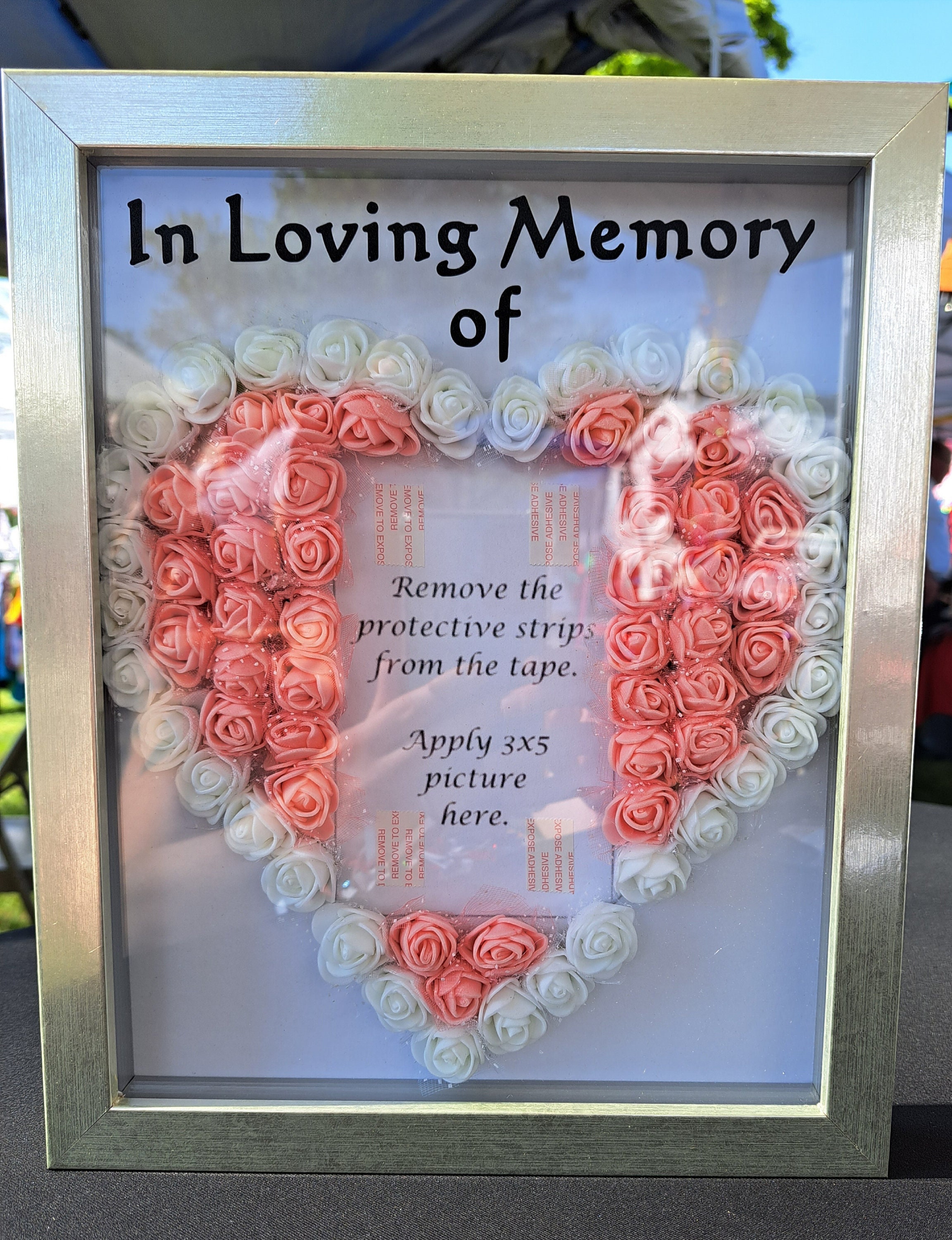 Rose Flowers in a Heart Memorial Shadow Box Frame - 2 Colors HEART ...