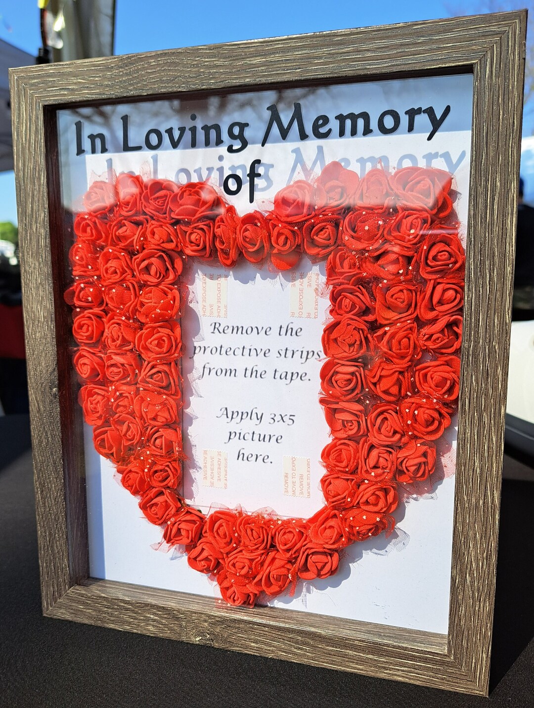 Rose Flower Memorial Shadow Box Frame - HEART Shape - in Loving Memory ...