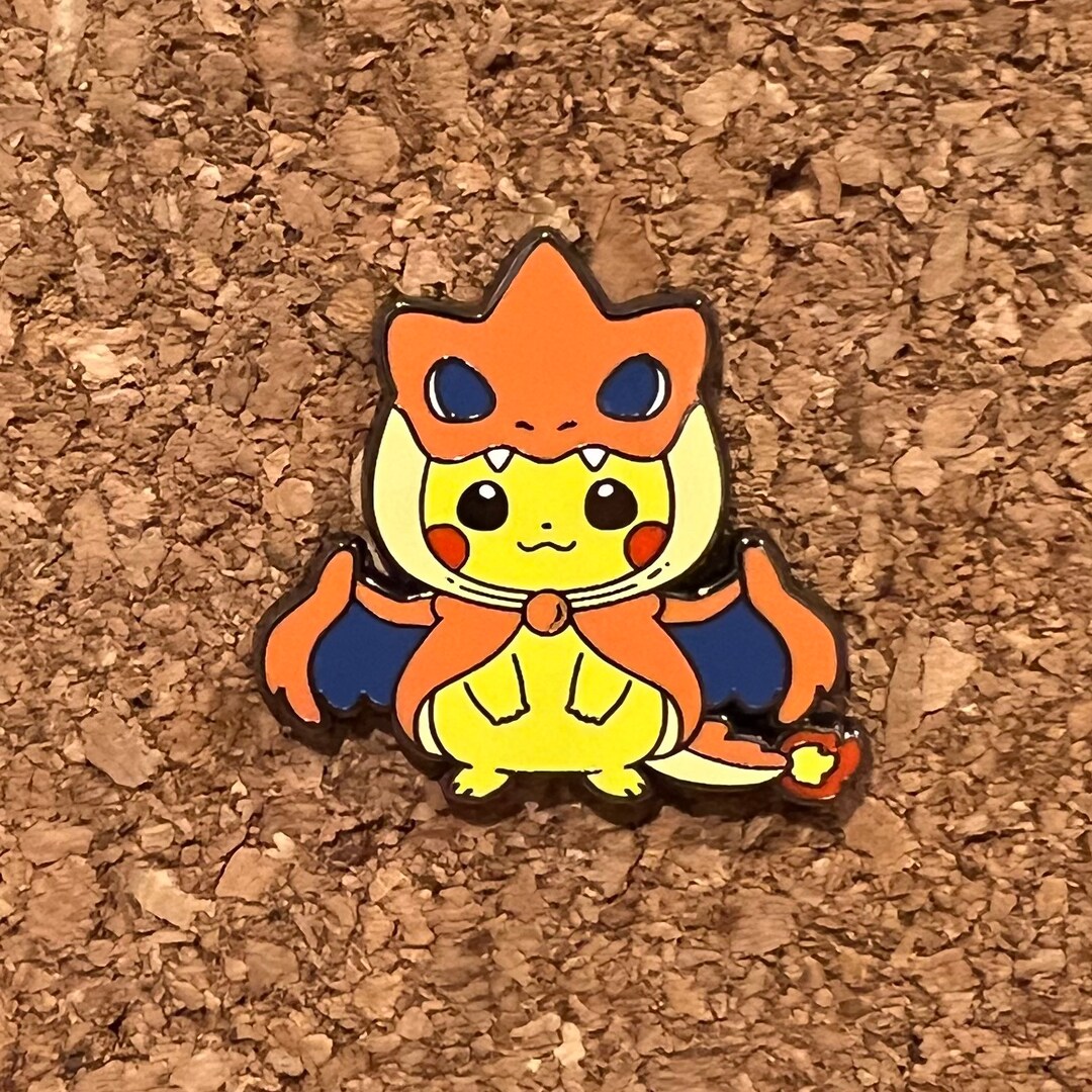 Pikachu Wearing Charizard Enamel Pin - Etsy